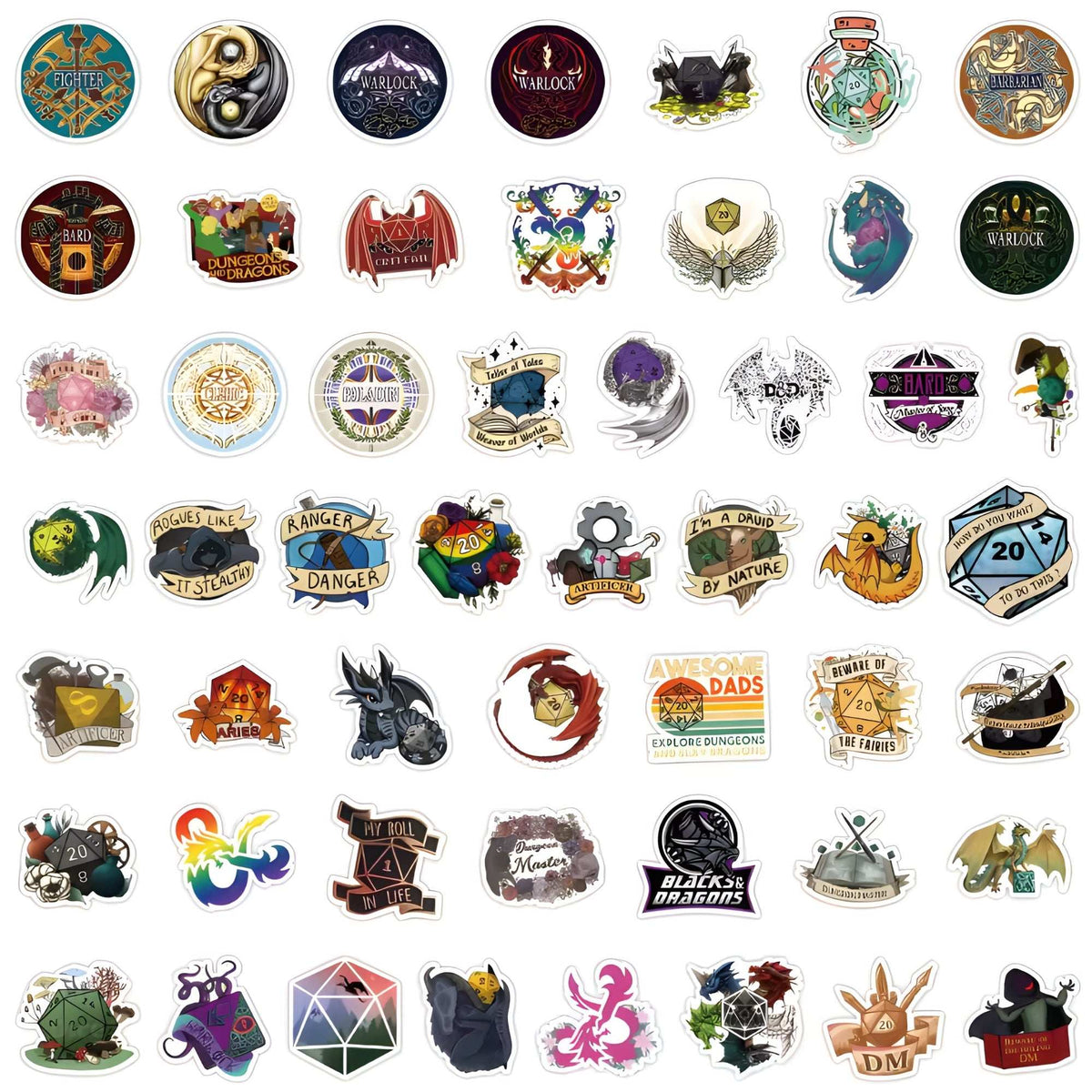 100PCS DnD Sticker Pack | Unique TTRPG & DnD Stickers for Gamers – 12 ...
