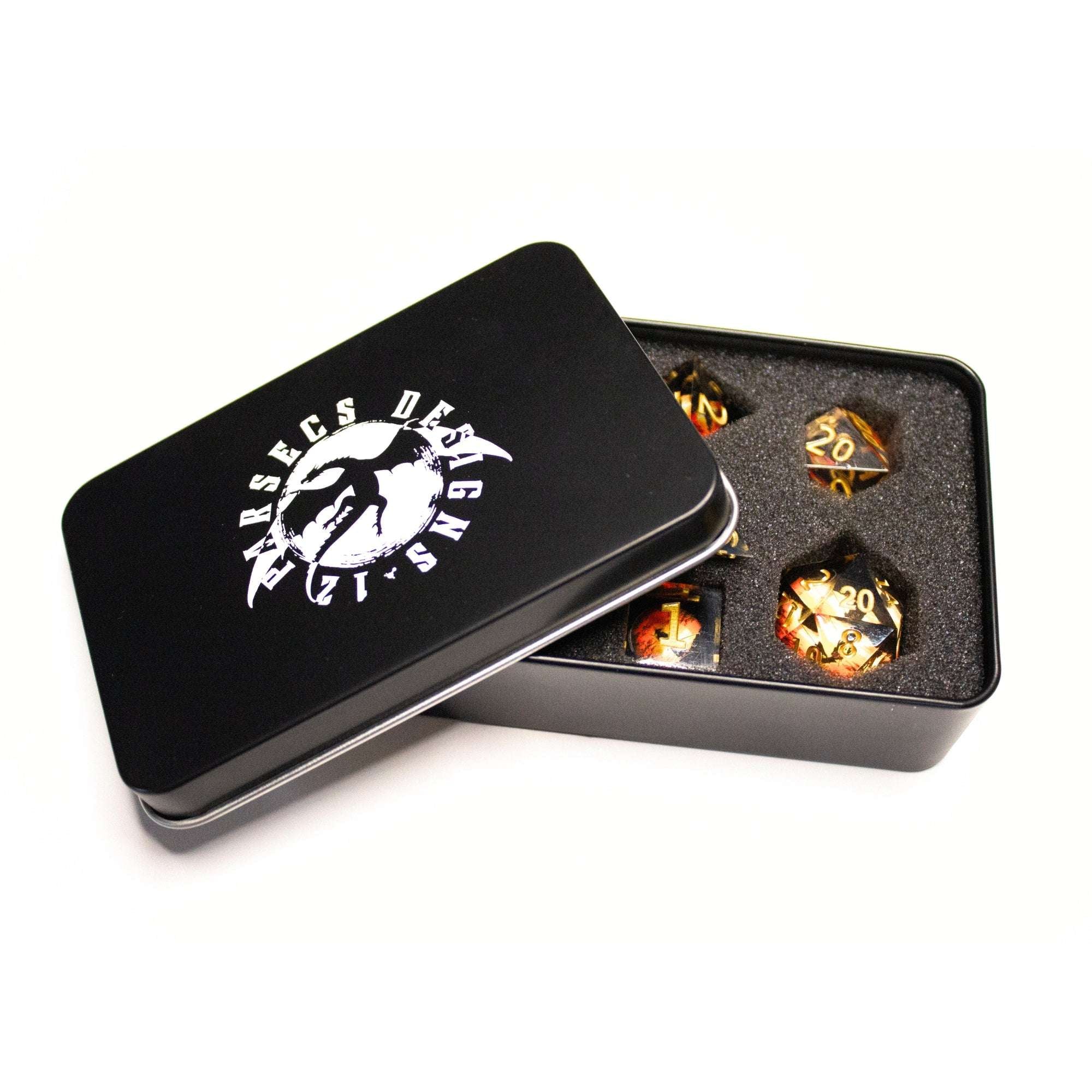 Little Worlds 7pc Resin Dice Set | Ronin Sunrise TTRPG Dice Set – 12 ...