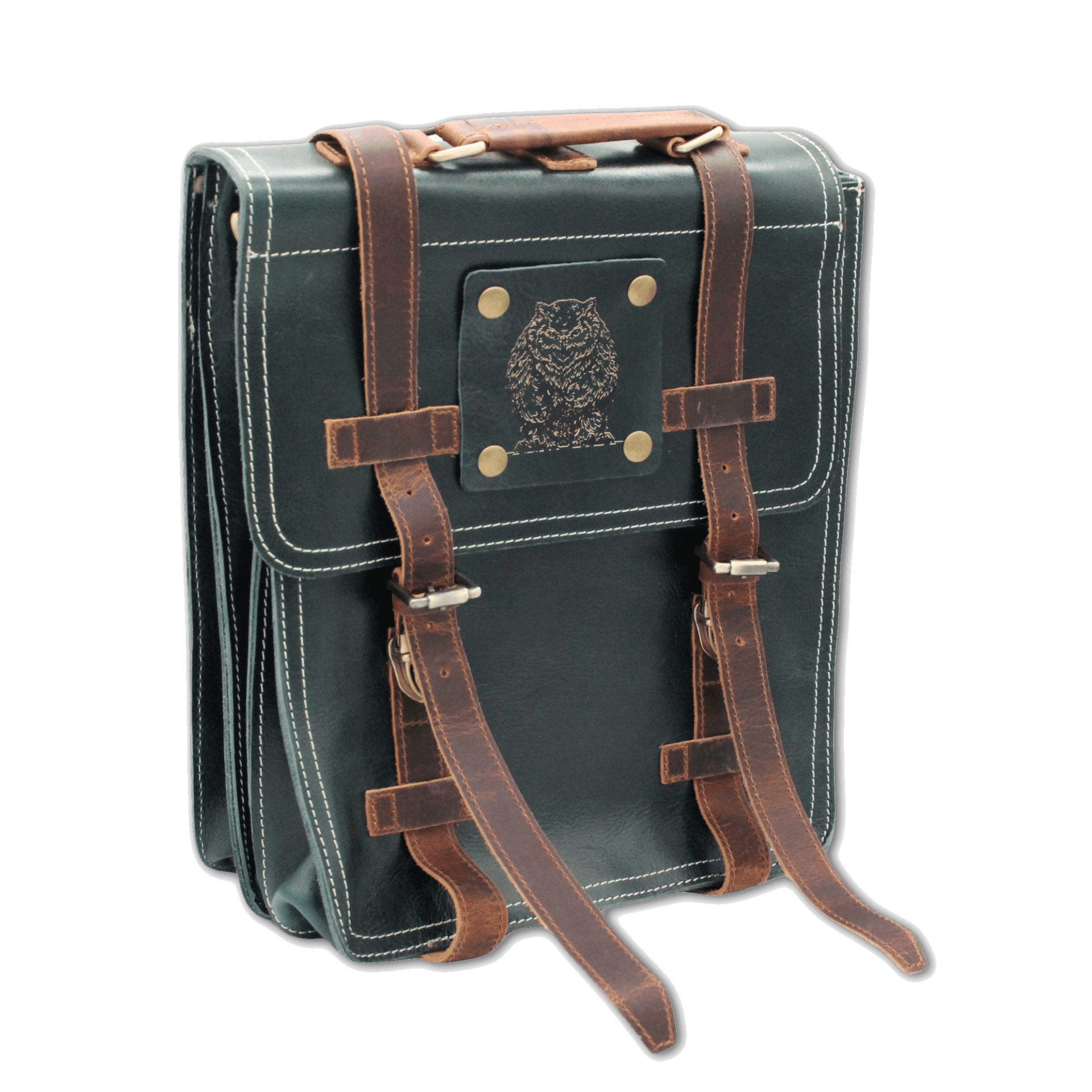 Green Bag of the Abyss | Buffalo Leather Gamer Backpack with Patches ...